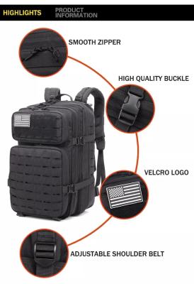 Cina Alfa 45L resistente all'acqua Logo personalizzato Oem Nylon Zaino militare tattico Zaino per escursioni Zaino per sport all'aperto in vendita