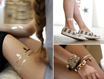 China Silver Black Gold  Foil Tattoo Metallic Glossy Temporary Tattoo Sticker for sale