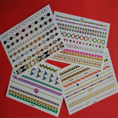 China Removable Adults Gold Color Foil Body Tattoo Temporary Jewelry Tattoos Sticker for sale