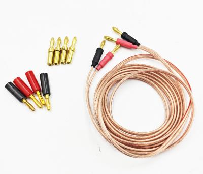 China Transparent 14Ga Gauge Banana Wire for Bi-Wire Bi-Amp HiFi Surround Sound 99.9% OFC Copper for sale