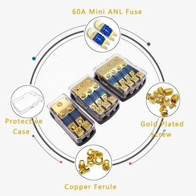 China 50A CSA Rated 2 3 4-Way Fuse Holder Copper Distribution Block for Car Audio Amplifier for sale