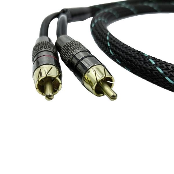 Quality Male To Male 2 RCA Cable With Nylon Braided Expandable Sleeving 9.5mm Outer Diameter for sale