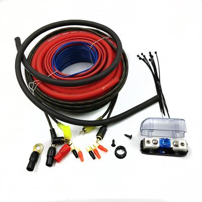 China 8 Ga Ofc CCA 100% Male-Male Car Speaker Audio Cable Amplifier Subwoofer Install Kit Conductor Bare Copper Black/Blue/Red for sale
