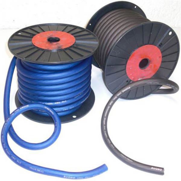 Quality Flexible Translucent Blue Red 1/0 GA AWG Power Wire for Car Audio Amplifier for sale