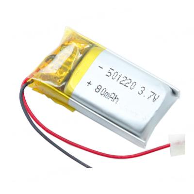 China Small Size 501220 Li Polymer Battery Pack 80mAh Capacity 3.7V Lipo Battery for Smart Devices for sale