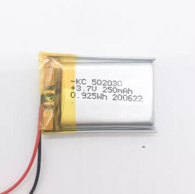Cina 3.7V 250mah 502030 batteria ricaricabile ai polimeri di litio KC approvato in vendita