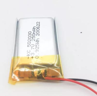 Cina 3.7V 250mah 502030 batteria ricaricabile ai polimeri di litio KC approvato in vendita