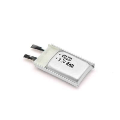 China 80mAh 451220 3.7V KC Polymer Lithium Battery With Wire PCM Connector for sale