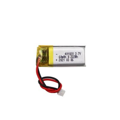 China KC Certificated 3.7V Li Polymer Battery 60mAh 401020 For Earphone for sale
