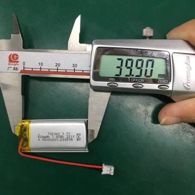 China Kc-CER 702040 3.7v 500mah Lithium-Polymer-Batterie für Überwachungsgerät zu verkaufen