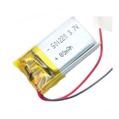 China 80mAh 501220 3.7V KC Polymer Lithium Battery With Wire PCM Connector for TWS Earbuds and Smart Devices for sale