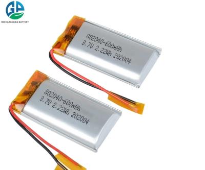 China KC 3.7v 2.22wh 600mah Lipo Battery Pack , 802040 Li Poly Rechargeable Battery Pack for sale