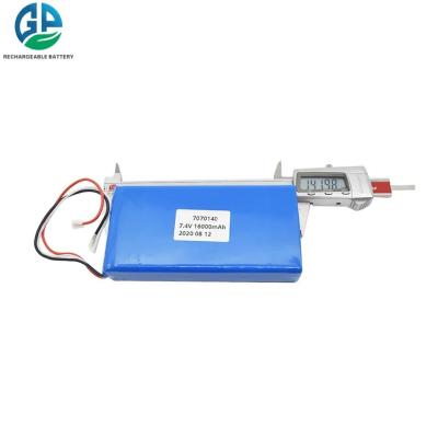 China Hoog - de Batterijpak kc 7070140 van de dichtheidsenergie 16Ah 7.4V 16000mAh 2S1P Lipo Te koop