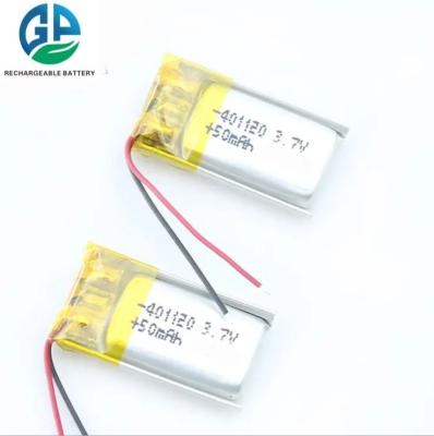 China CB KC Approved 3.7v Polymer Lithium Battery , 50mah 401120 Lipo Battery For Headset for sale