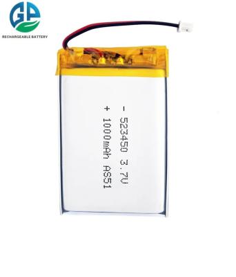 China KC 1000mAh 3.7v Lipo Li Polymer Rechargeable Battery Pack 523450 for sale