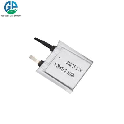 China 3.7V 30mAh Li Ion Rechargeable Battery 012323 kc bescheinigte zu verkaufen