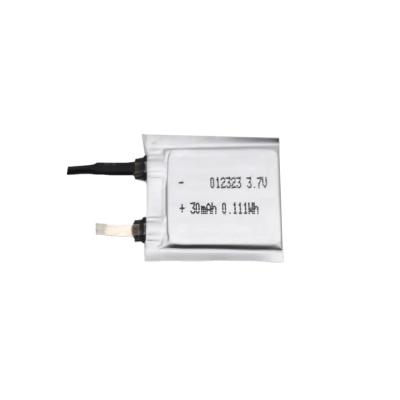 China 3.7V 30mAh Li Ion Rechargeable Battery 012323 kc certificó en venta
