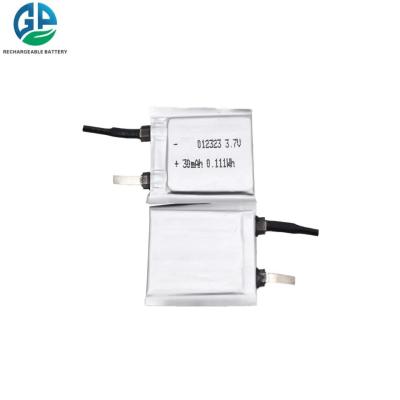 China 3.7V 30mAh Li Ion Rechargeable Battery 012323 kc certificó en venta