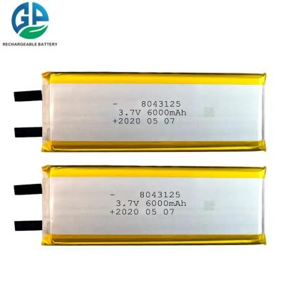 China 6000mah 8043125 3.7v 1s Rechargeable Lipo Battery Blue With Plug for sale