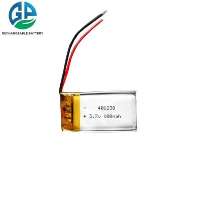 China 401230 3.7v Slim Lipo Battery 100mah 500 Times Cycle Life for sale