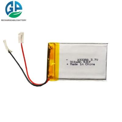 China Thin Li Polymer Batteries 233350 3.7v 310mAh 2mm Thickness Lipo Battery Pack for sale