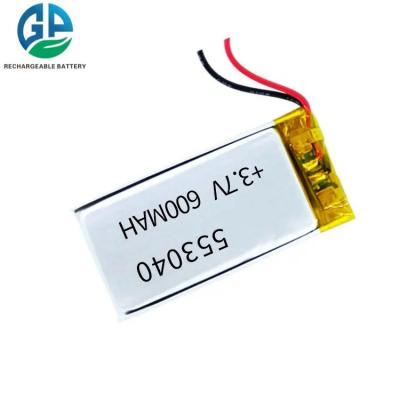 China 553040 Rechargeable Li Ion Polymer Battery 3.7v 600 Mah for sale
