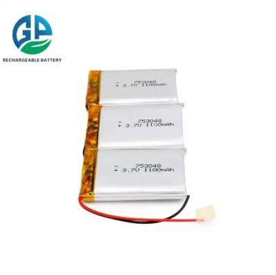 China KC IEC62133 Goedkeuring 753048 3.7V 1100mAh Lipo-batterij oplaadbare batterij met Pcb Li-polymer batterij Te koop