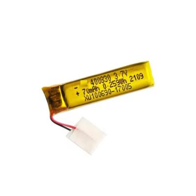 China 3.7V 70mAh 400830 Model Lithium Polymer Rechargeable LiPo Battery for Digital Products for sale