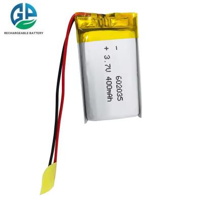 Cina IEC 62133 3,7 Volt 602035 Batteria ricaricabile ad alta temperatura ultra sottile Lipo 3,7v 400mah in vendita