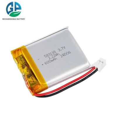 China High Discharge Rate Battery 30C Max60C Rechargeable 3.7V 593138 600mAH lithium battery High quality  Lithium Ion Battery for sale