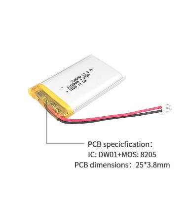 Китай KC IEC62133 Одобрить 3.7V 1100mAh 703048 Низкотемпературная липоаккумуляторная батарея перезаряжаемая батарея пакет липолимерная батарея продается