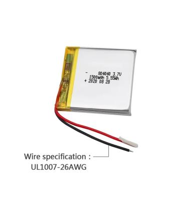 Cina Batteria ricaricabile di alta qualità 804040 1500mAh 3.7V per lampada da tavolo intelligente Batteria ad alta velocità di scarica 30C Max60C in vendita