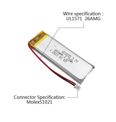 China Rechargeable Battery Quality Lithium Polymer Batterie 602055 600mAh 3.7V Small Lithium Polymer KC Certified Battery for sale