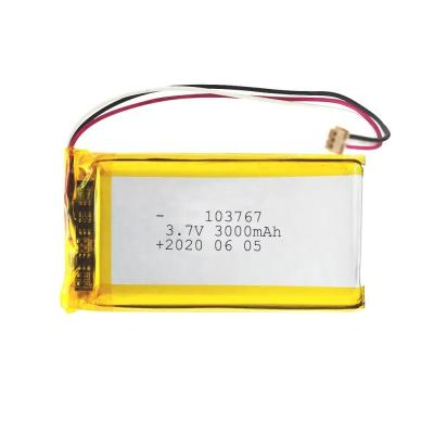 China 103767 High Discharge Lithium Polymer Battery CE certificate 3.7v 3000mah Rechargeable 30CMax60C Lipo Battery Cells for sale
