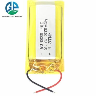 China 3.7V Li Polymer Battery Power Bank Long Cycle KC Approved 801830 370mah Battery Rechargeable Li-Polymer Batteries for sale