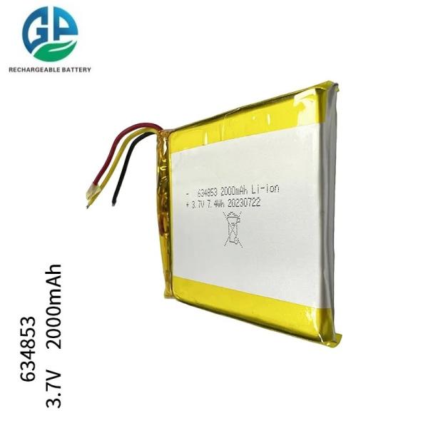 3.7v Rechargeable KC Lithium Polymer Battery 2000mah High Capacity Lipo Battery 634853 3.7v 2000mah