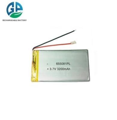 China Rechargeable Lithium Polymer Battery Cell 655081 3.7v 3200mah Rechargeable Li Ion Battery Pack For Drone for sale
