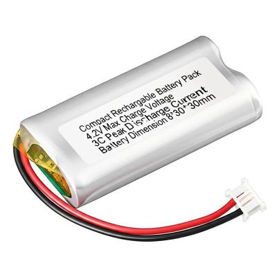 China Compact Rechargeable Battery Pack 4.2V Max Charge Voltage 3C Peak Discharge Current Battery Dimension 8*30*30mm with PCB for sale
