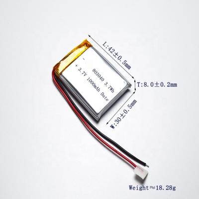 China 803040 3.7 V 1000mah Lithium Polymer Lipo Rechargeable Battery For Bluetooth Speaker for sale