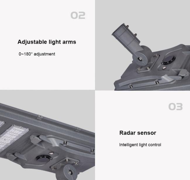 All in One Integrated Solar LED Street Light with Auto Dimming in Smart Cities