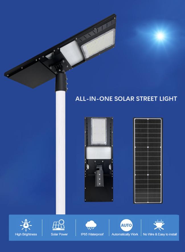 100w 120w 150w Aluminumall In One Led Solar Street Light Self Cleaning