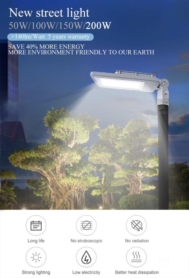 Street Lighting LED Luminaire Street Light 120-130lm/W 50-200w Available