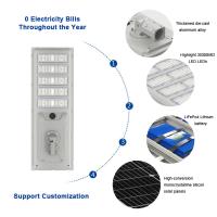 China IP65 Waterproof Integrated Solar LED Street Light 30W to 70W LiFePo4 Battery for sale