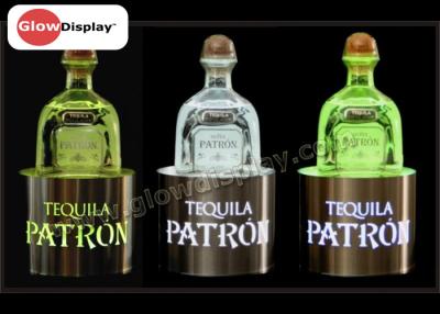 China Customized Liquor Led Bottle Display , Acrylic Mirror And Cutting Wordings Liquor Bottle Shelves for sale