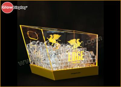China Big PS Bar Clear Led Ice Buckets Silk Print Logo for sale