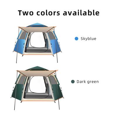 China Outdoor Hexagon Camping Tent Automatic Pop Up Tents  Blue Large Tents for sale