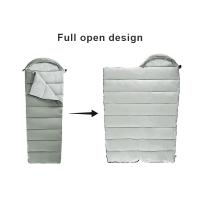 China 3 Season Single Semi Rectangular Camping Sleeping Bag 220x80cm Packable Gray with Hood for sale