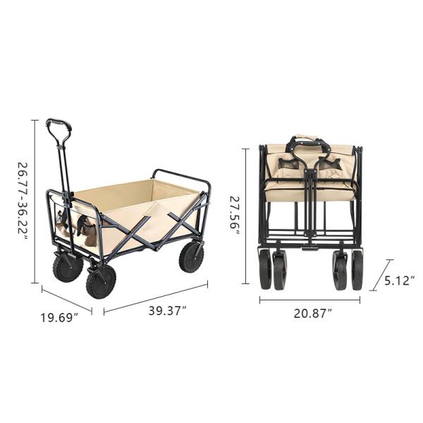 Quality Compact Folding Wagon Cart Adjustable Collapsible Wagon For Outdoor Camping for sale