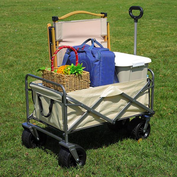 Quality Rubber Wheels Folding Wagon Multipurpose Collapsible Hand Truck Black for sale