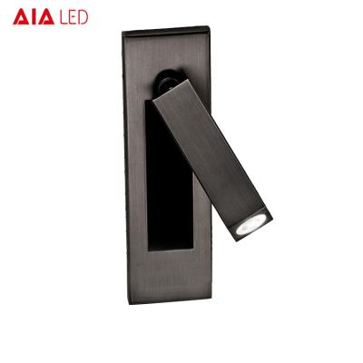 China Adjustable square bar wall lamps 3W bedside wall reading lighting interior reading wall light for hotel for sale